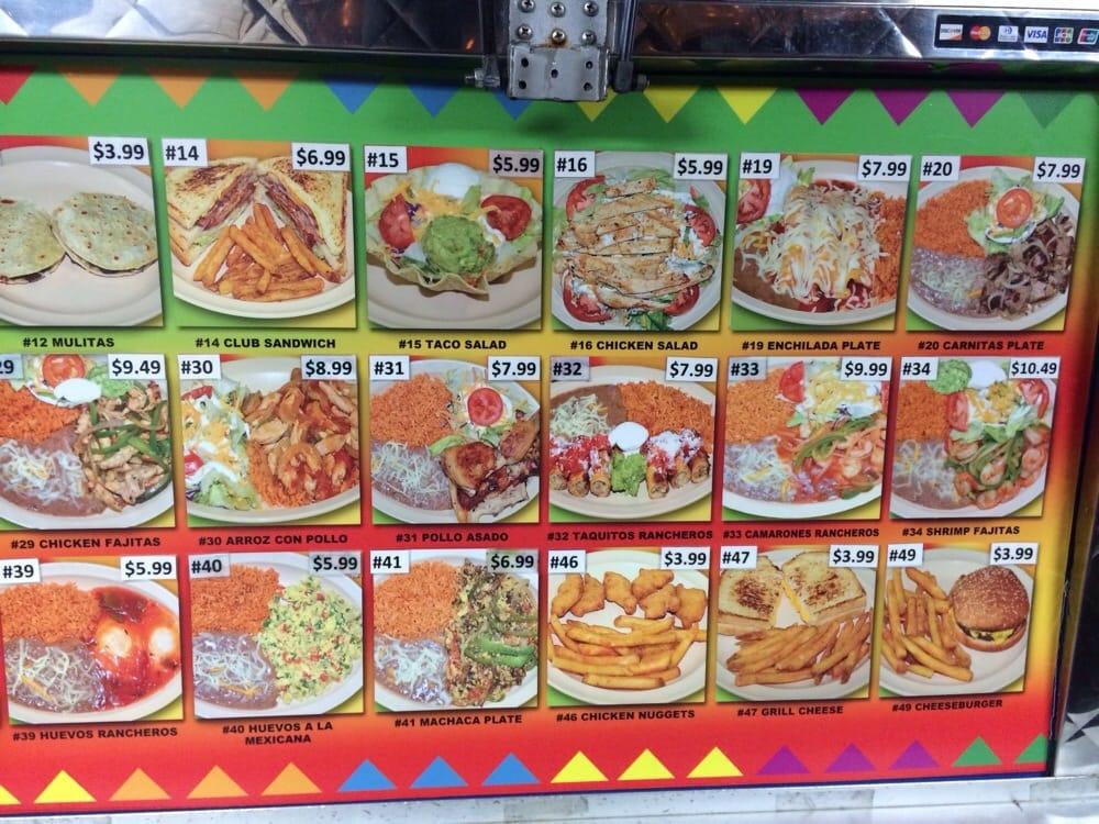 Menu at Ricos Tacos restaurant, Tacoma, Center St