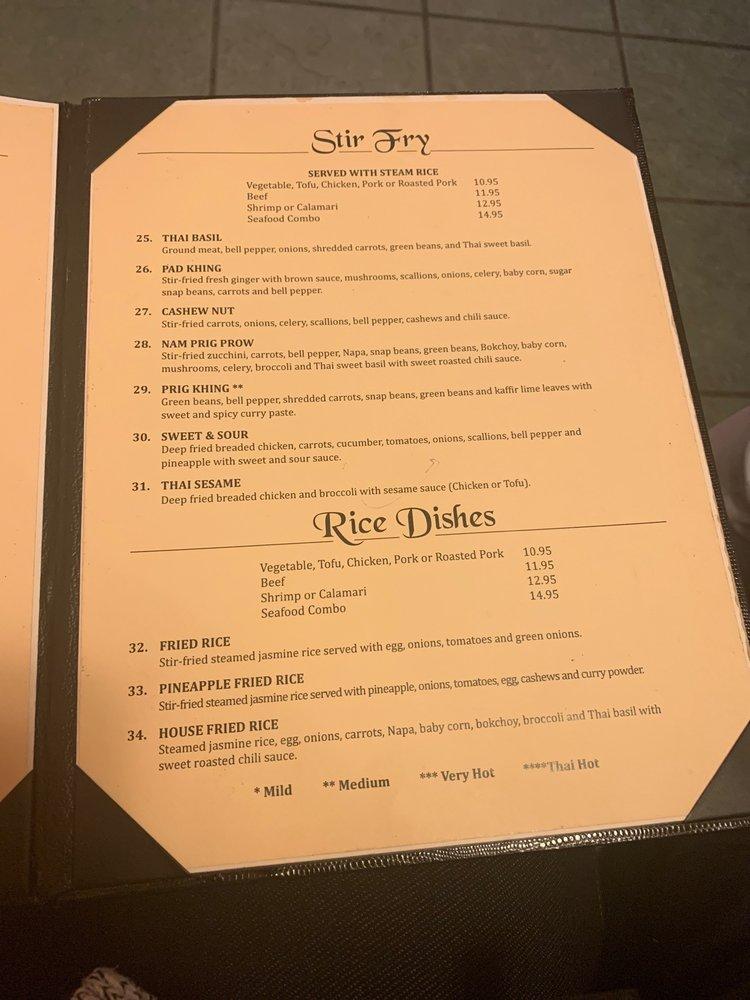 Menu at Thai Sawatdee restaurant, Winston-Salem, Reynolda Rd