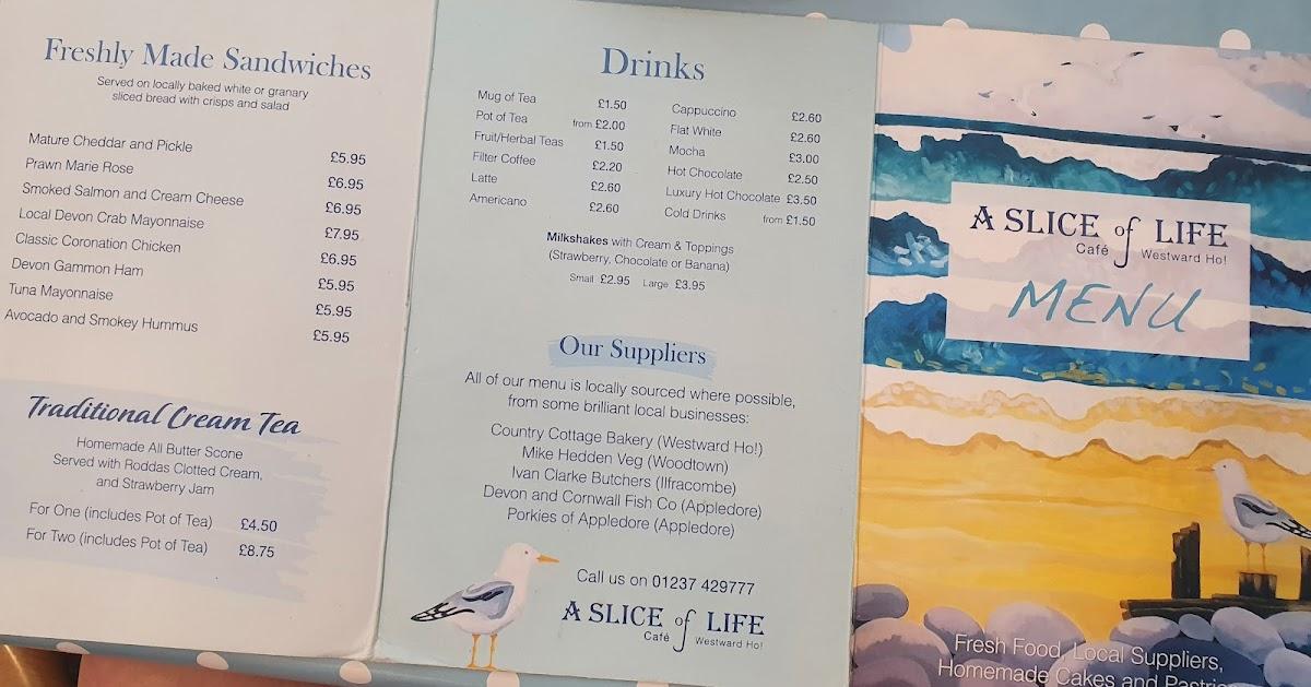 Menu at A Slice Of Life Café cafe, Bideford