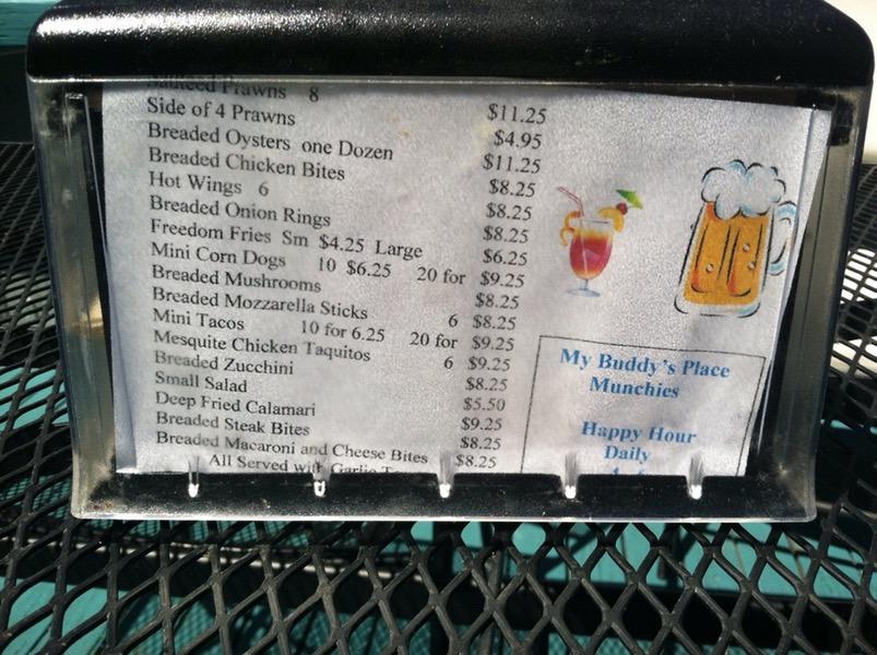 Menu at Buddy's Place pub & bar, Manson
