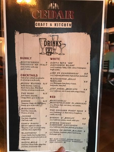 Menu at Cedar Craft & Kitchen pub & bar, Glenolden