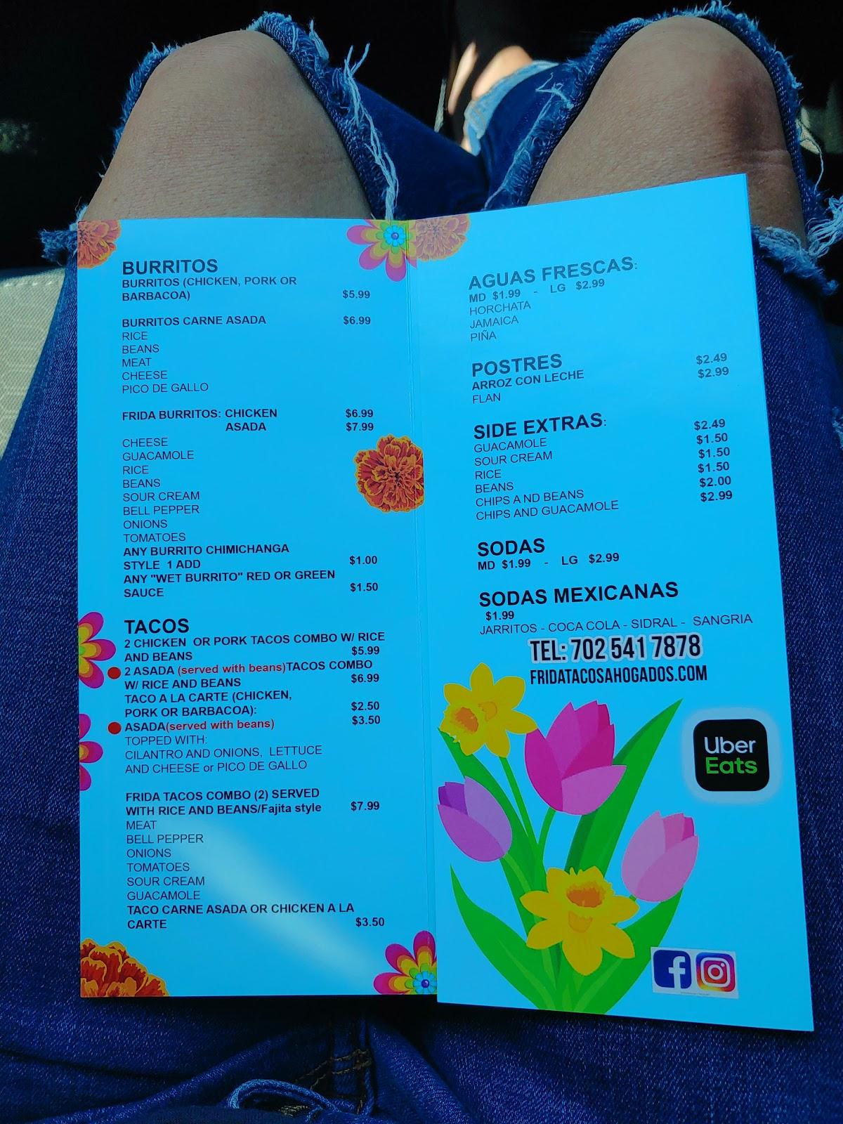 Menu at Frida Tacos Ahogados restaurant, Las Vegas
