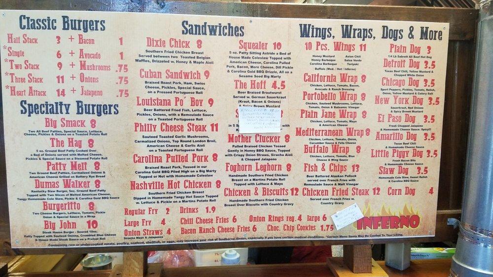 Menu at Inferno The Restaurant, Sound Beach