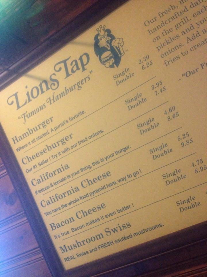 Menu at Lions Tap restaurant, Eden Prairie