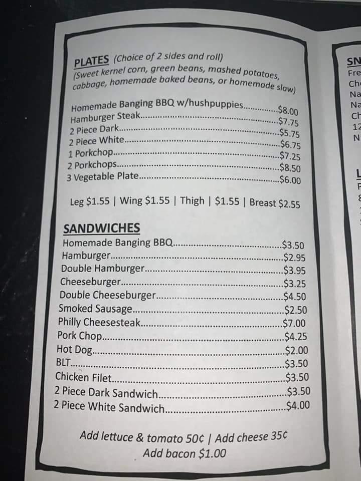 Menu at Mr. Cee's Diner BBQ, Lumberton