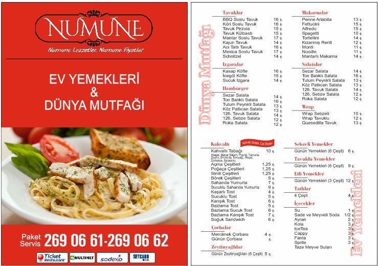 Menu at Numune, Istanbul
