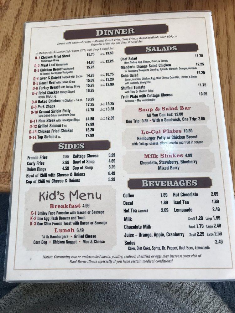 Menu at Show Low Cafe, Show Low, 480 W Deuce of Clubs