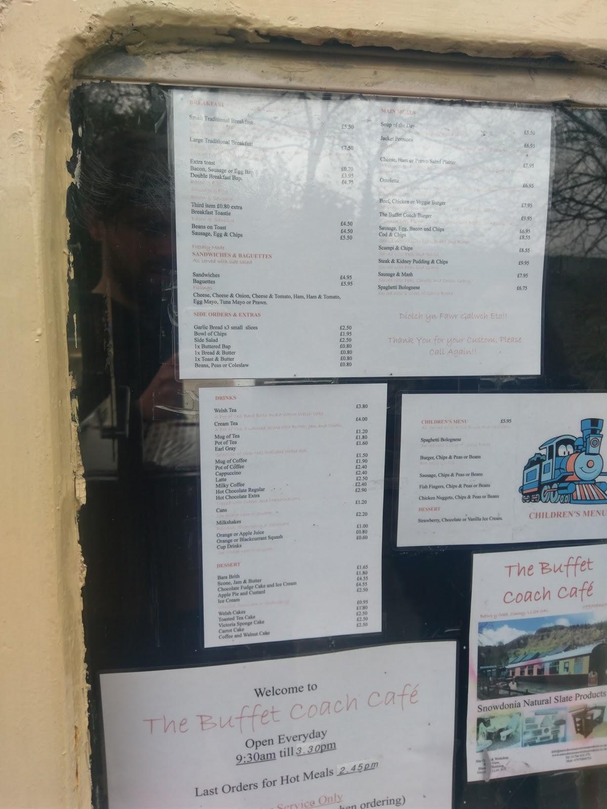 Menu at The Buffet Coach Cafe, Betws-y-Coed