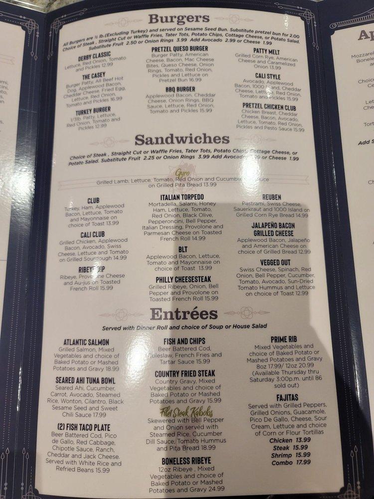Menu at The Derby Room Perris pub & bar, Perris