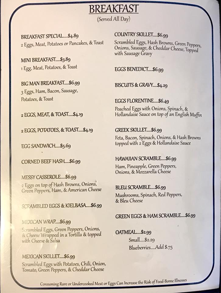 Menu at Kathy's Cafe, Grosse Ile Township