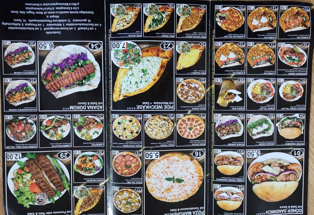 Menu at Kebab Hut restaurant, Frankfurt