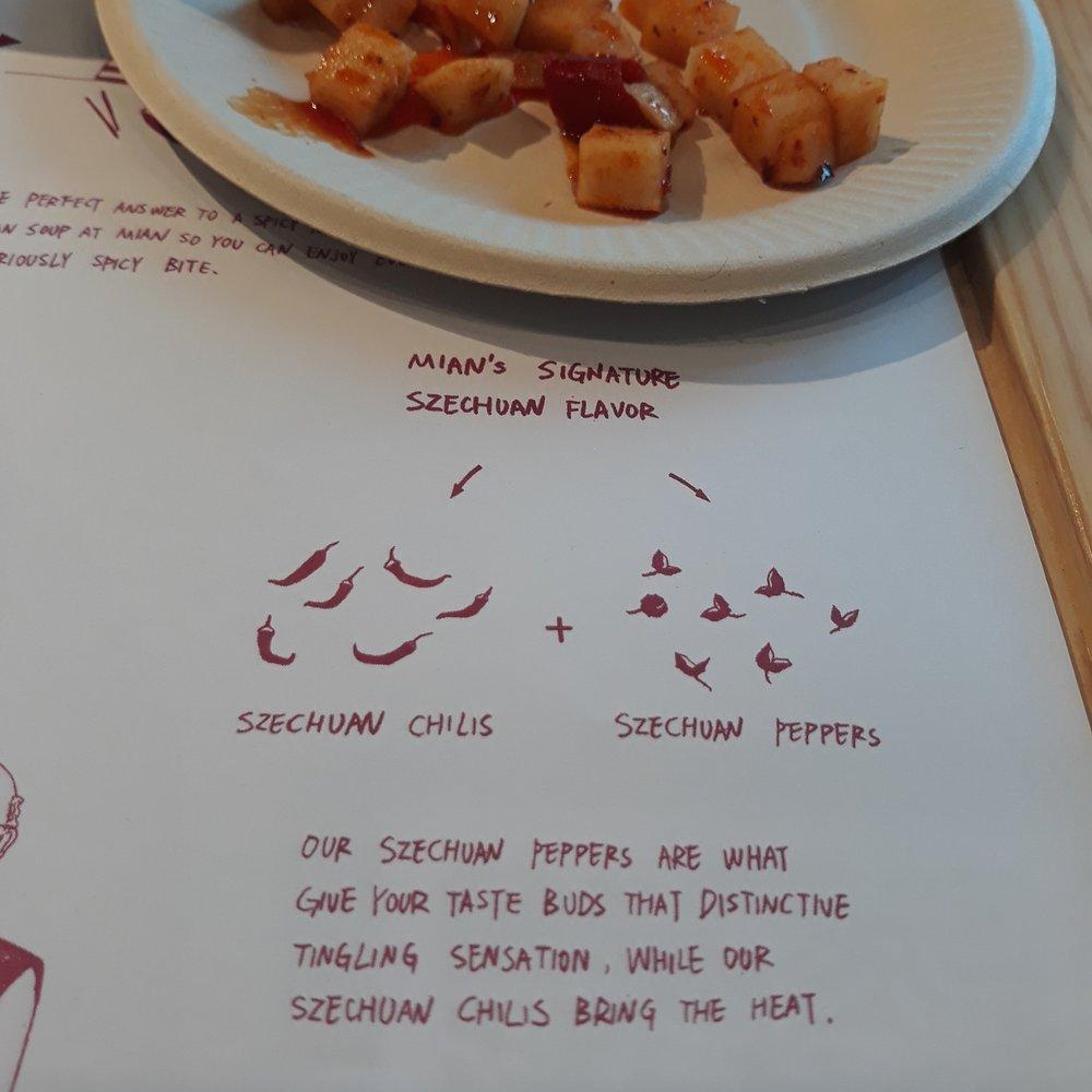 Menu at MIAN restaurant, Artesia