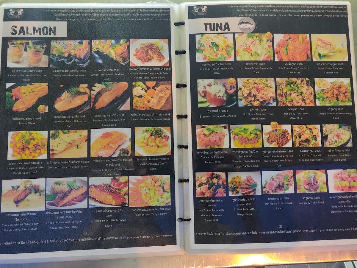 Menu at Pakboong loy fah restaurant, Pattaya City