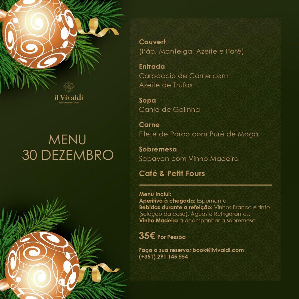 Menu em Il Vivaldi restaurante, Funchal