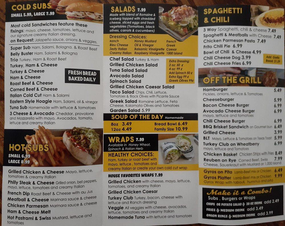 Menu at Bill & Ruth's Subs & Burgers - Claremore restaurant, Claremore ...