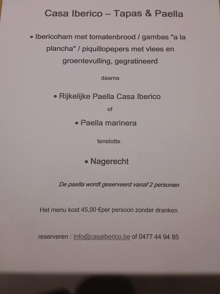 Menu at Casa Iberico, Diest