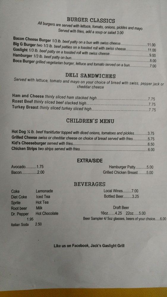 Menu at Gaslight Grill restaurant, Lakeport
