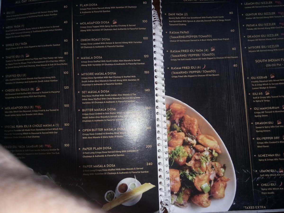 Menu at Mr. Idli, Imphal, Imphal
