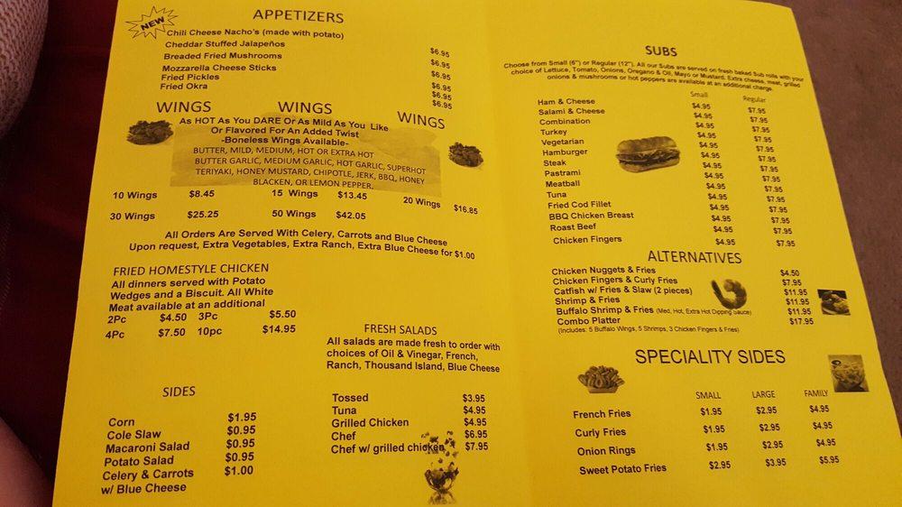Menu at Wing Alley restaurant, Kissimmee, E Irlo Bronson Memorial Hwy