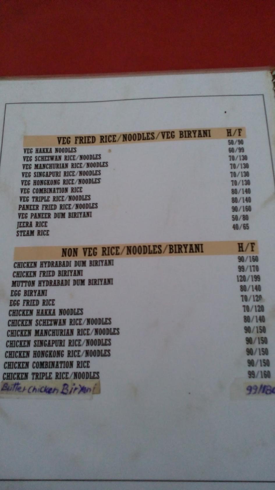 Menu at mama's kitchen, Burhar