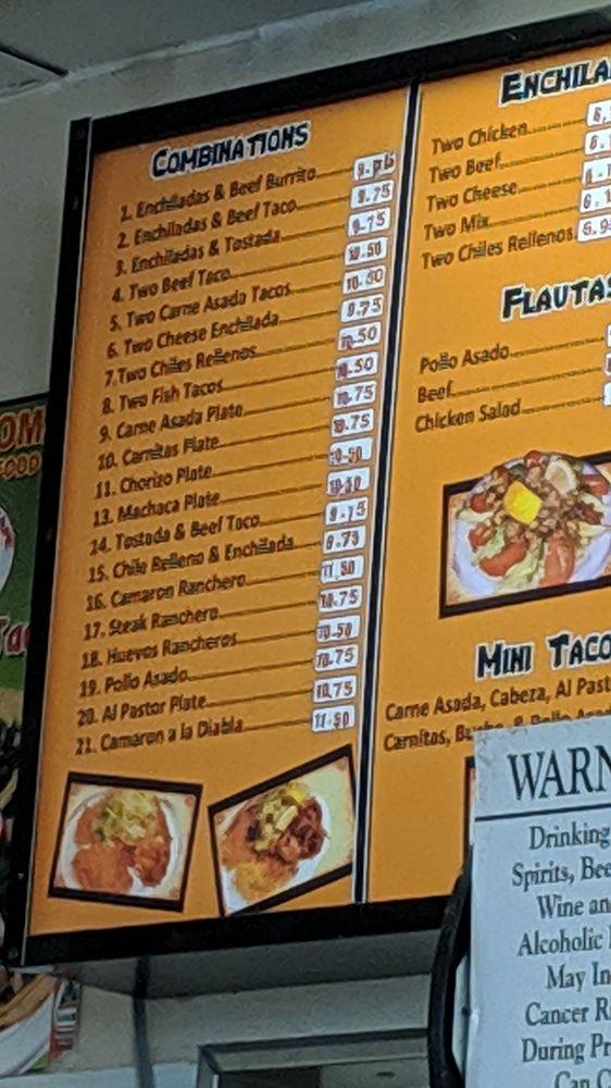 Menu at La Paloma Mexican Food restaurant, Indio