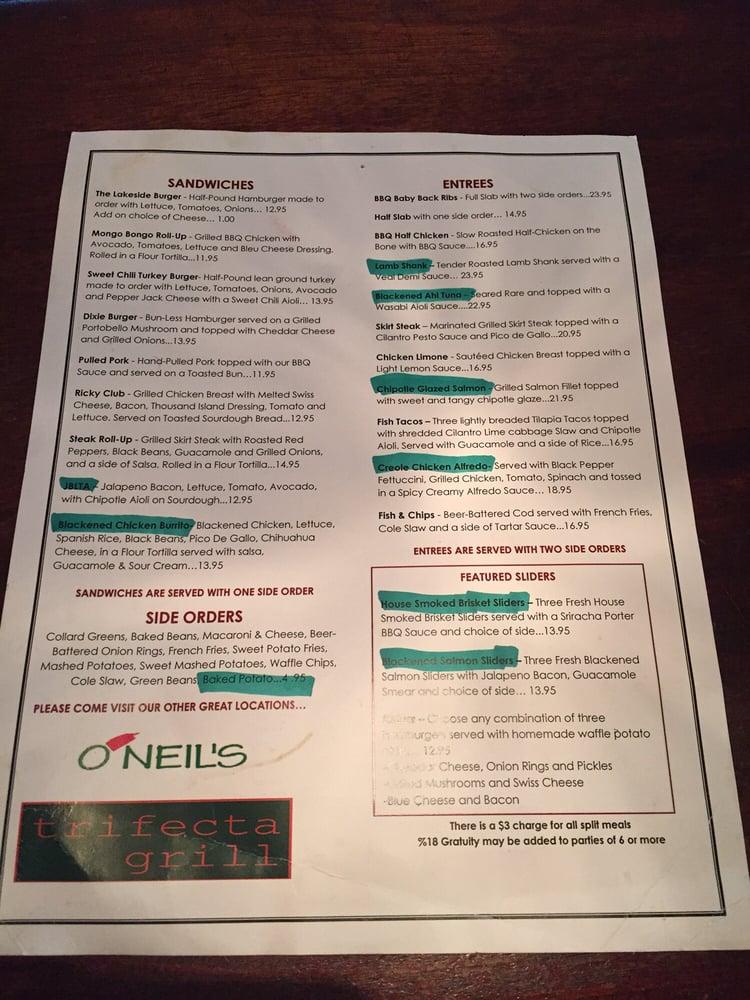 Carta del pub y bar Little Ricky's Incorporated, Winnetka