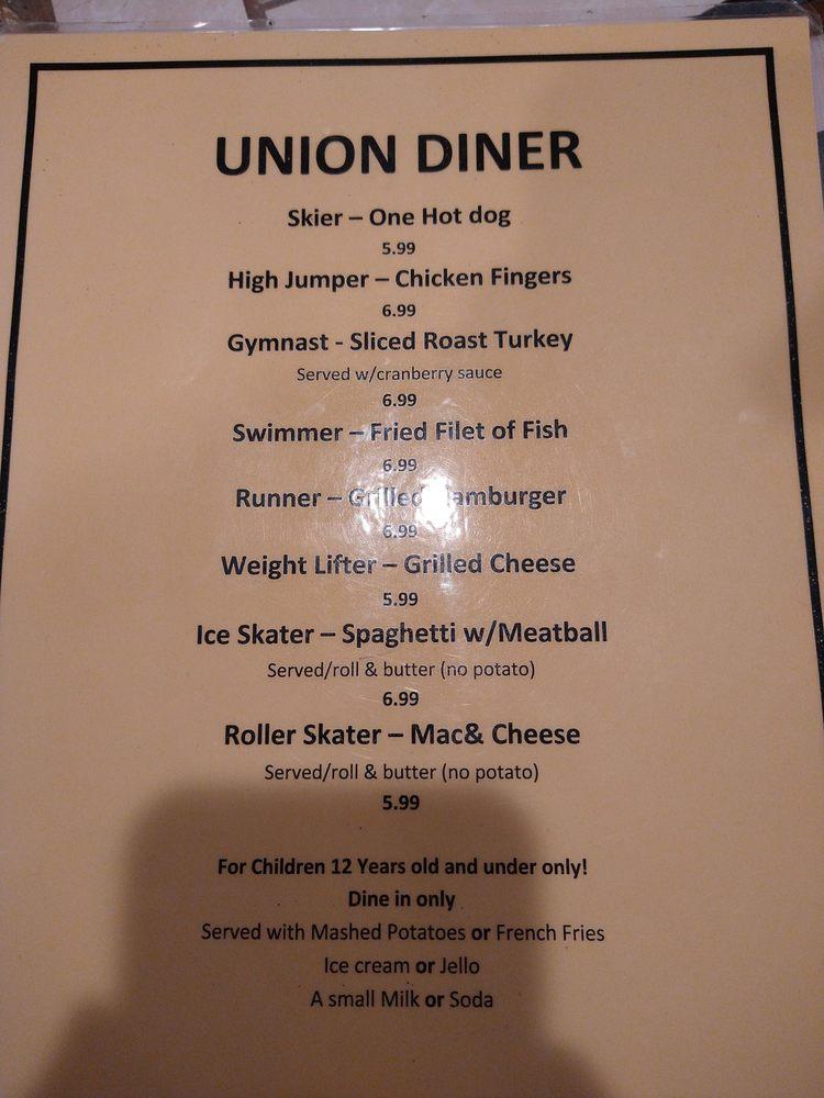 Menu at The Union Diner restaurant, Endwell