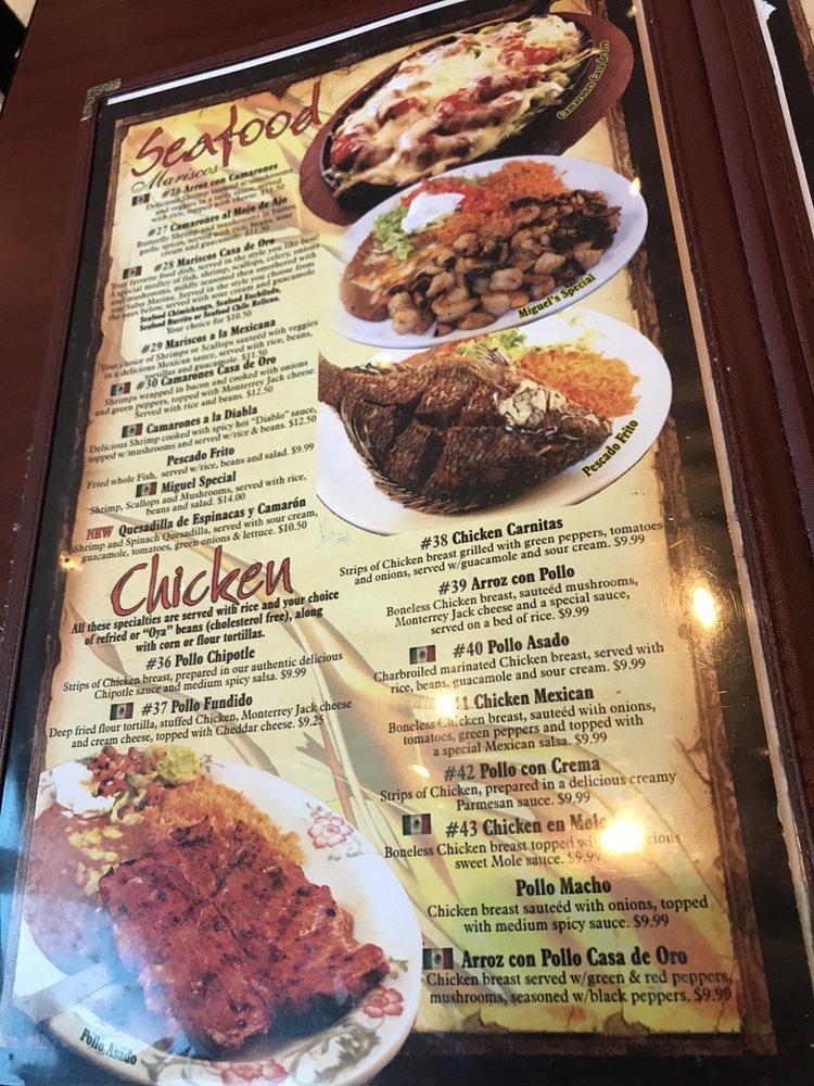 Menu at Casa De Oro restaurant, Perry