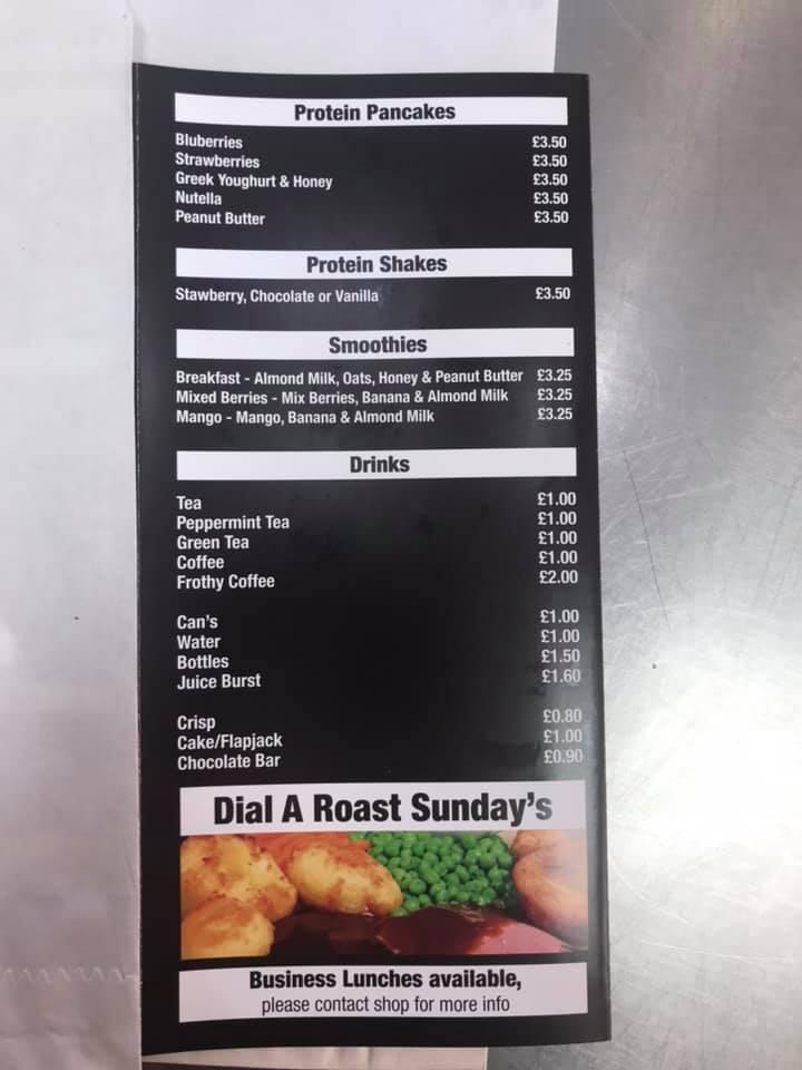 Menu at Em’s Cafe, Speke