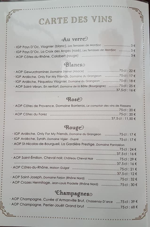 Menu at Le Fer à Cheval restaurant, Magneux-Haute-Rive