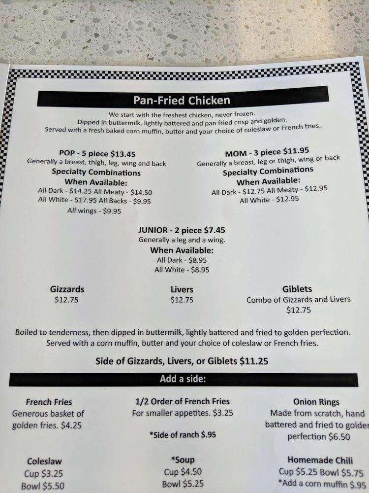 Menu at Lucky Wishbone restaurant, Anchorage