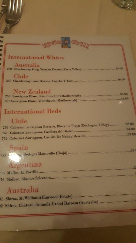 Menu at Riviera Grill restaurant, Glen Cove