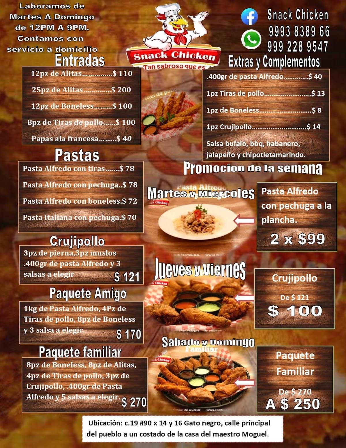 Carta del restaurante Snack chicken, Nunkiní