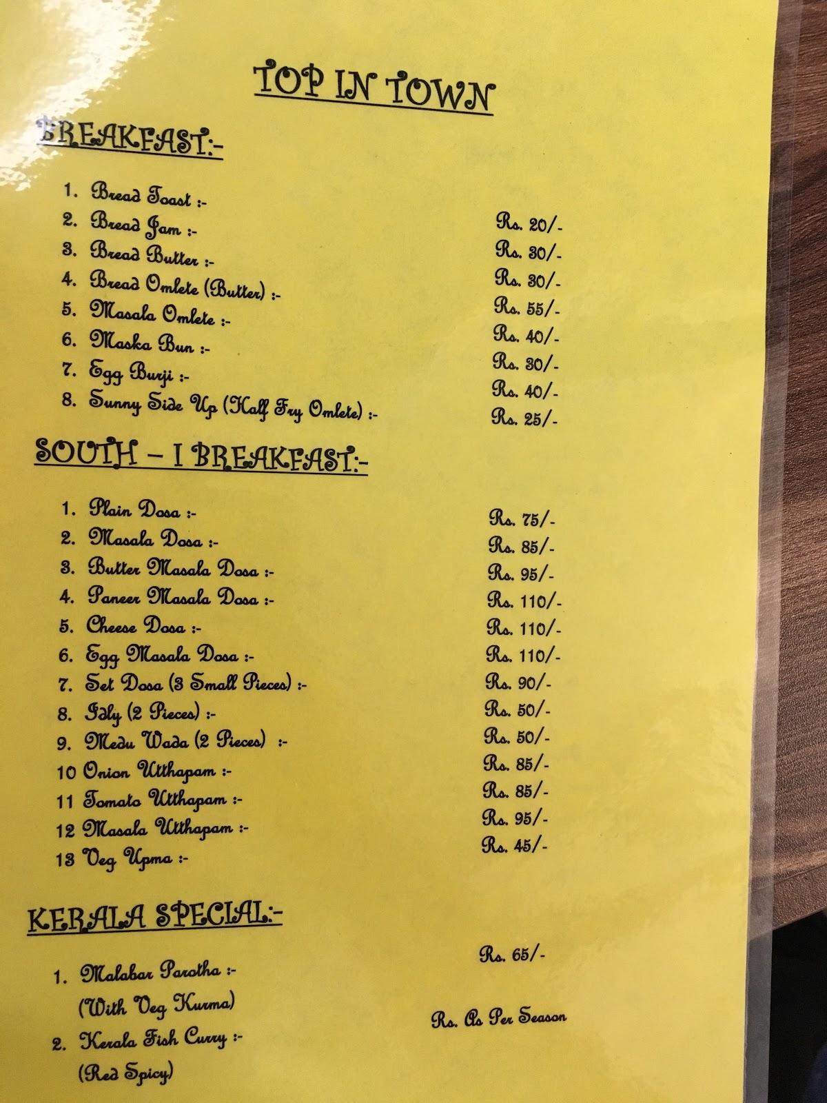 Menu at Top in town( kerela special), Ghaziabad, K 4