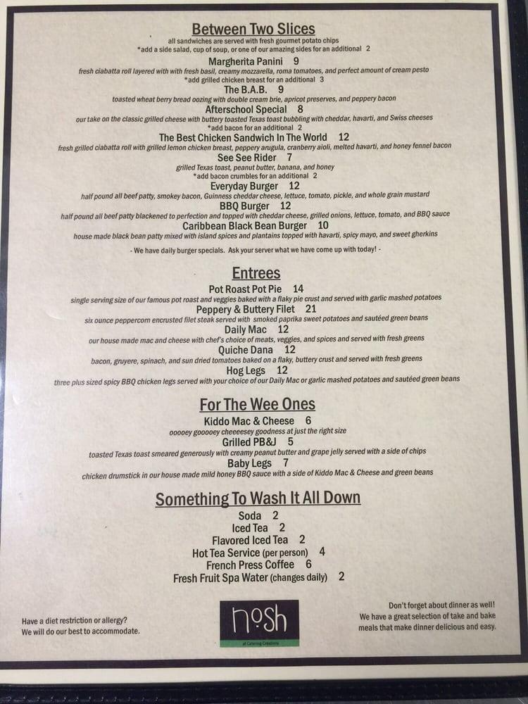 Menu at Nosh Restaurant and Catering Creations, Moore