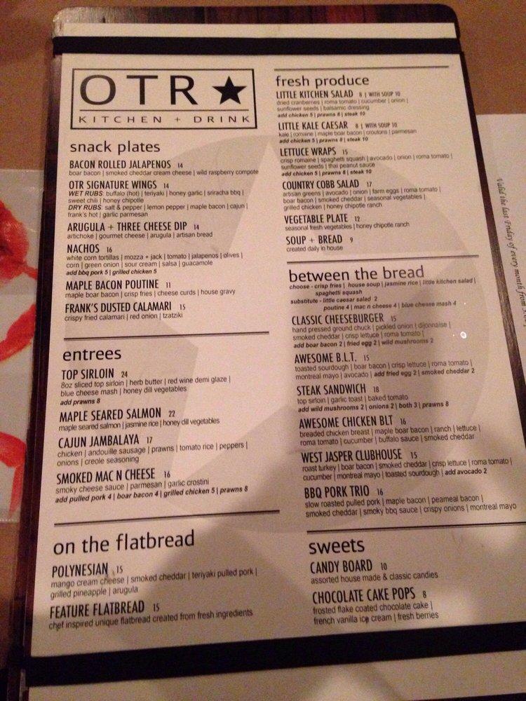 Menu at On The Rocks pub & bar, Edmonton
