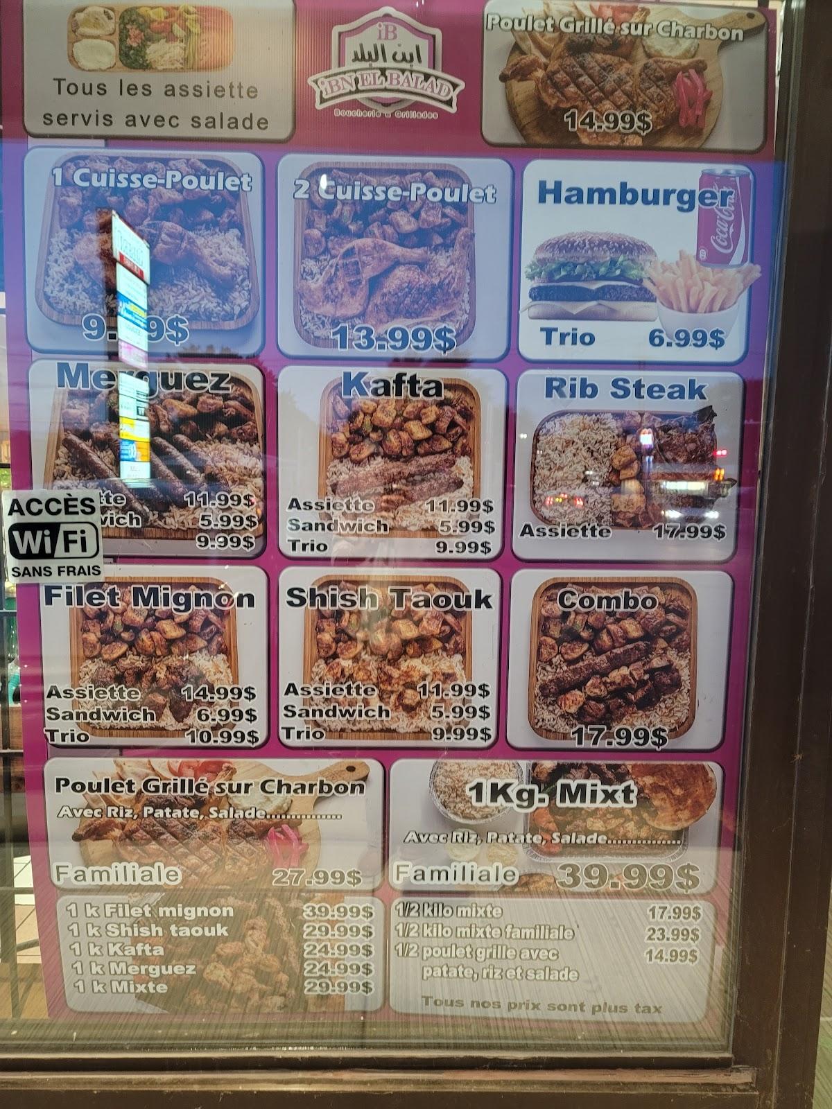 Menu au Boucherie et Grillades El Balad restaurant, Laval