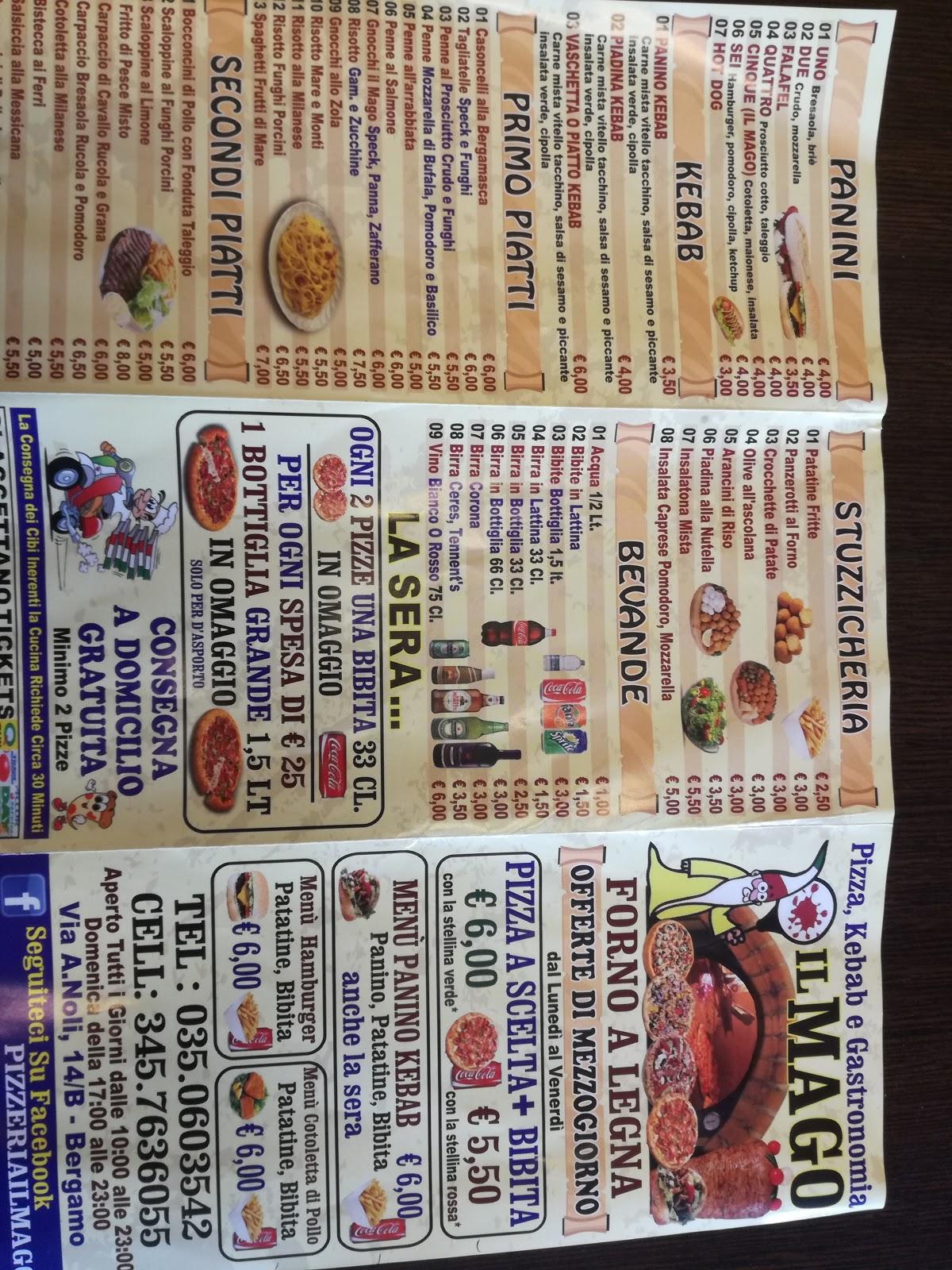Menu da Il Mago pizzeria, Bergamo
