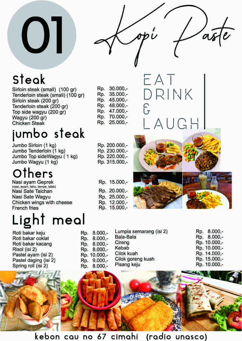 Carta del café Kopi Paste Cimahi, Cimahi