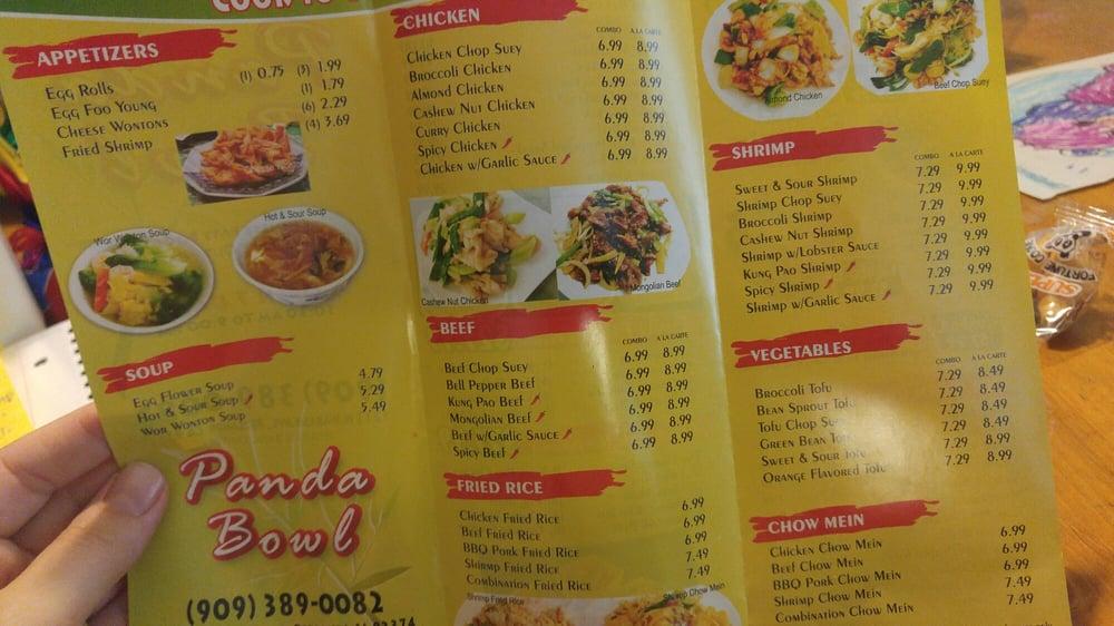 Menu at Panda Bowl restaurant, Redlands, Wabash Ave
