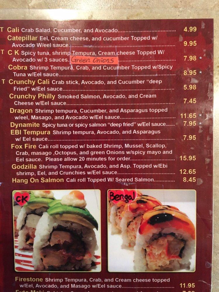 Menu at Sushi Train restaurant, Tulsa, East 51st Street South