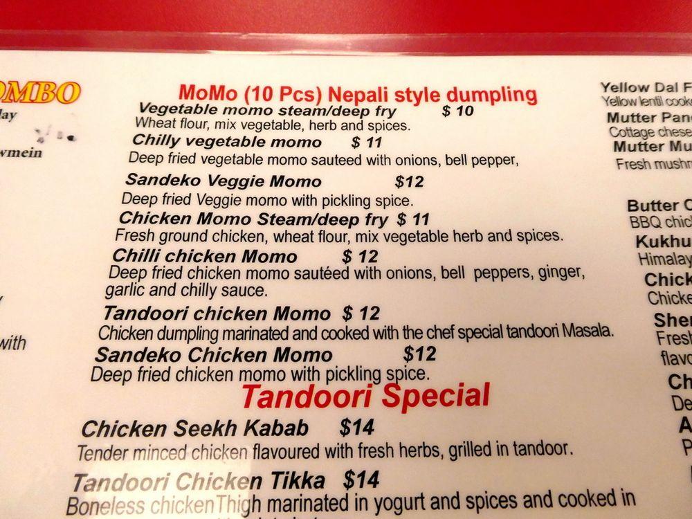 Menu at Taste of Himalayas restaurant, Surrey