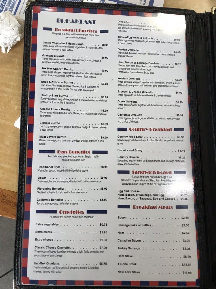Menu at Grandpa's Restaurant, Naugatuck