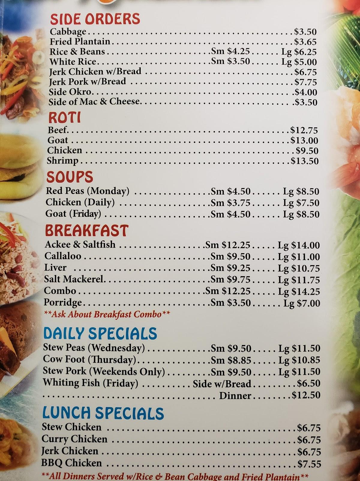 Menu at Islander Caribbean Restaurant, Asbury Park, 100 Memorial Dr