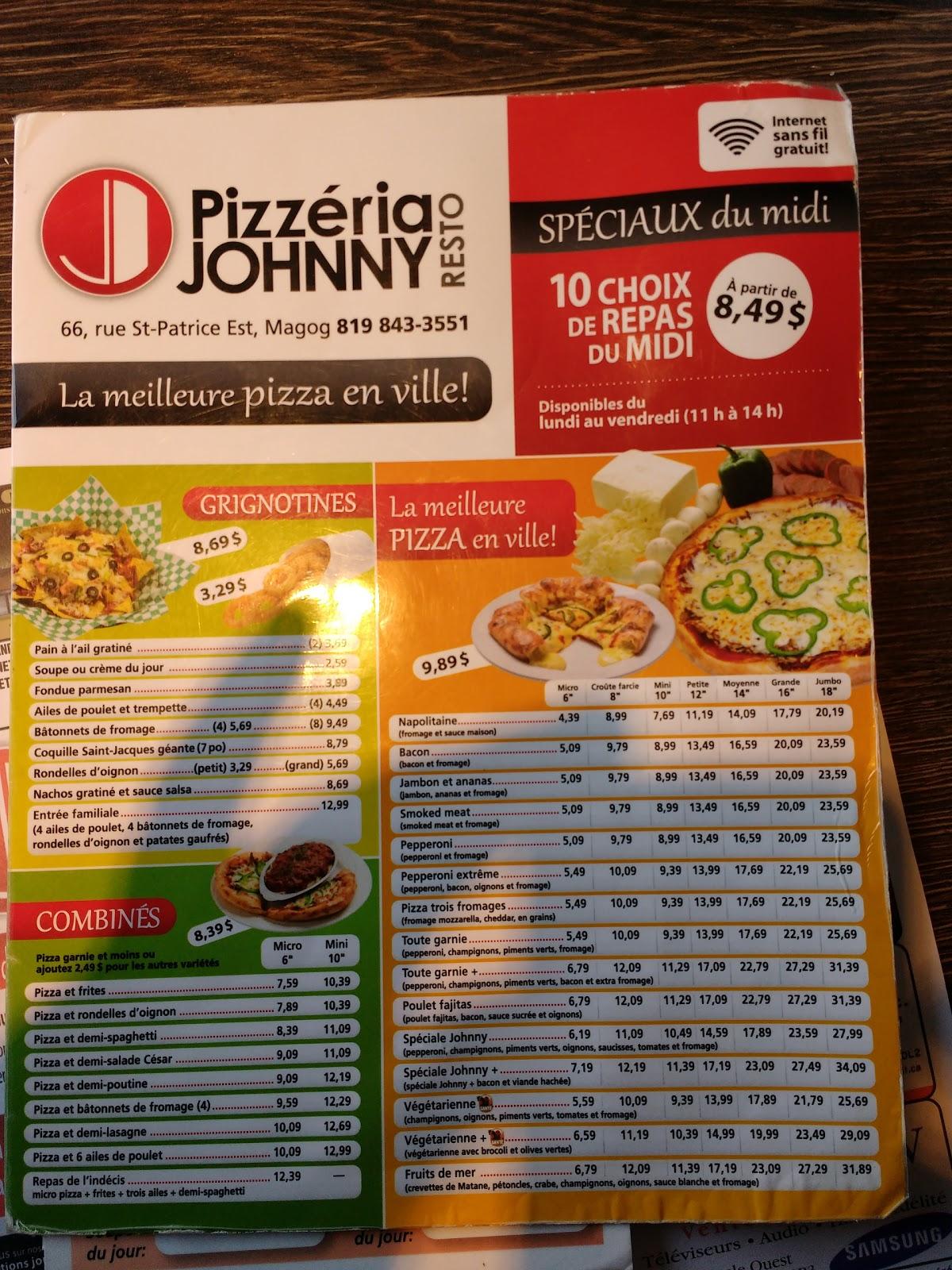 Menu at Johnny Resto - Magog pizzeria, Magog