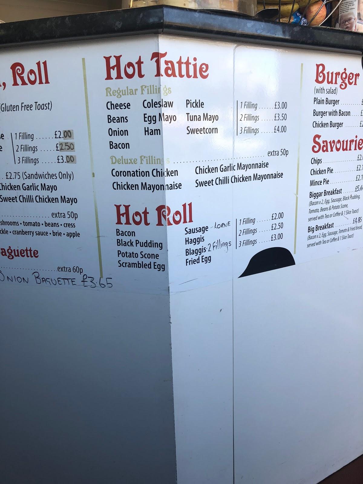 Menu at The Coffee Spot cafe, Biggar