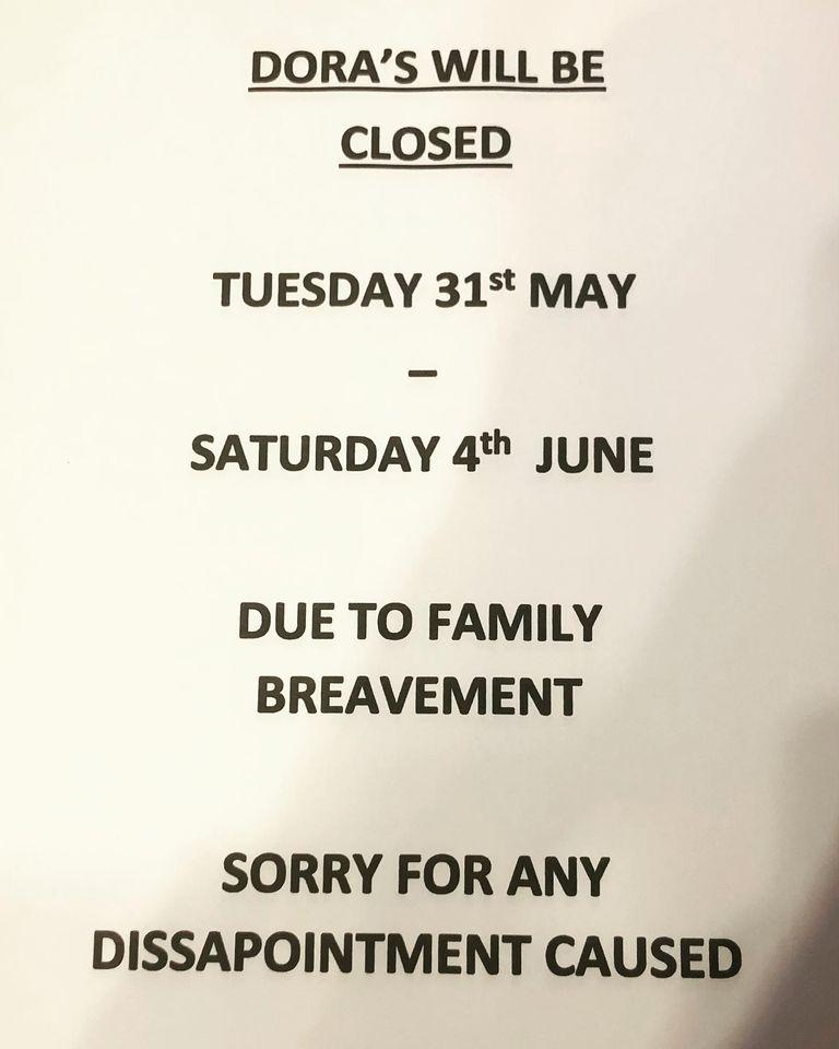 Menu at Dora’s cafe, Portrush
