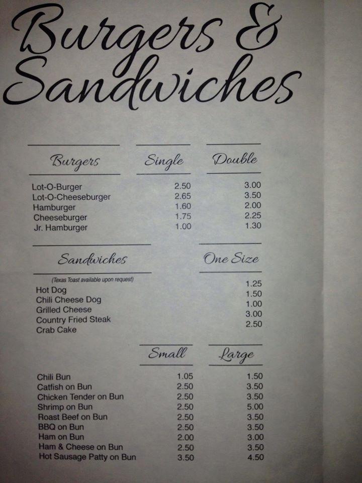 Menu at Frostop restaurant, Picayune