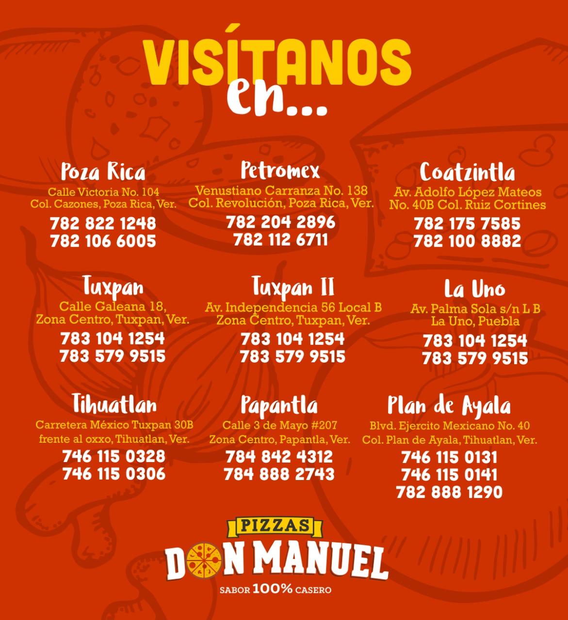 Menu at Pizzas Don Manuel Coatzintla restaurant, Coatzintla