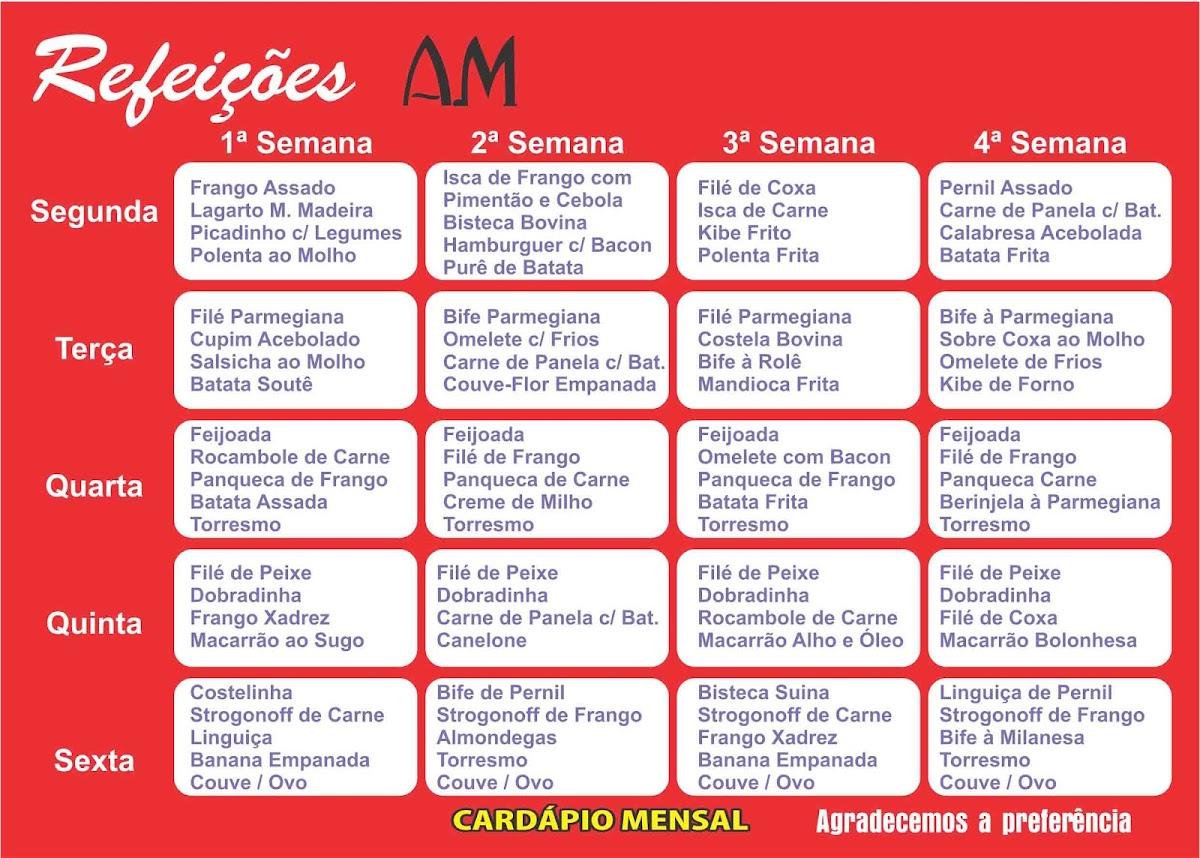 Menu em Refeições AM restaurante, Jundiaí, R. Fortunato Mori